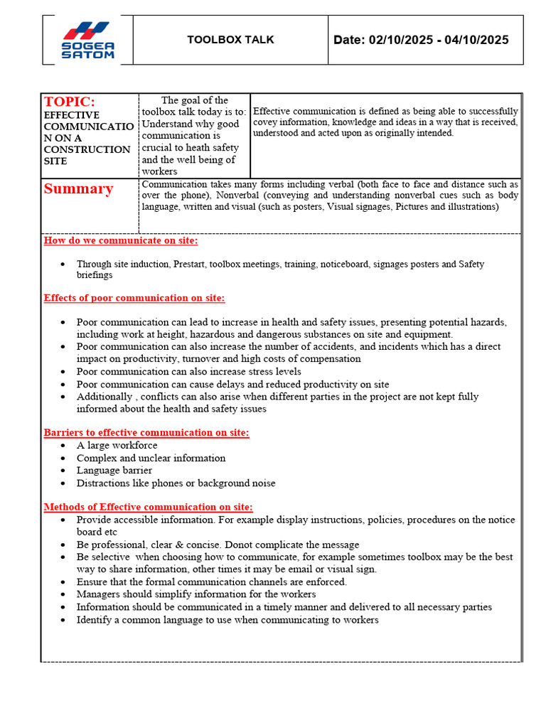 Effective Communication on Construction Sites | PDF | Communication ...