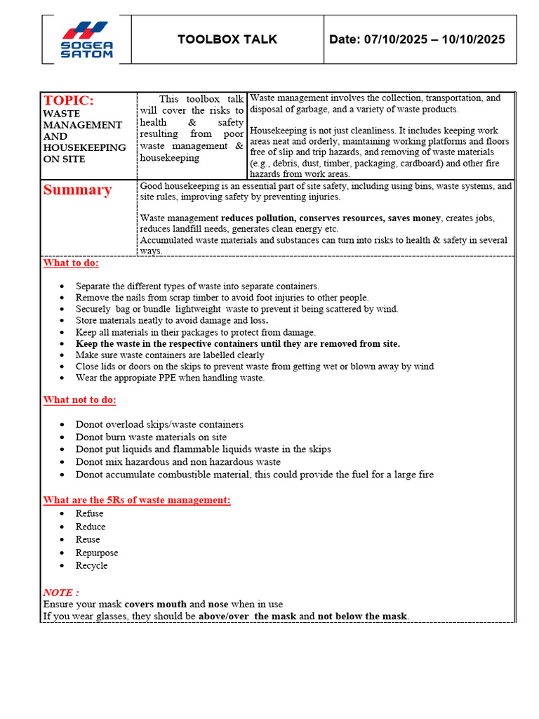 Waste Management and Housekeeping Guide | PDF | Waste | Waste Management