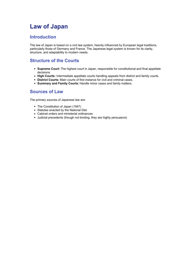 Overview of Japan's Legal System | PDF