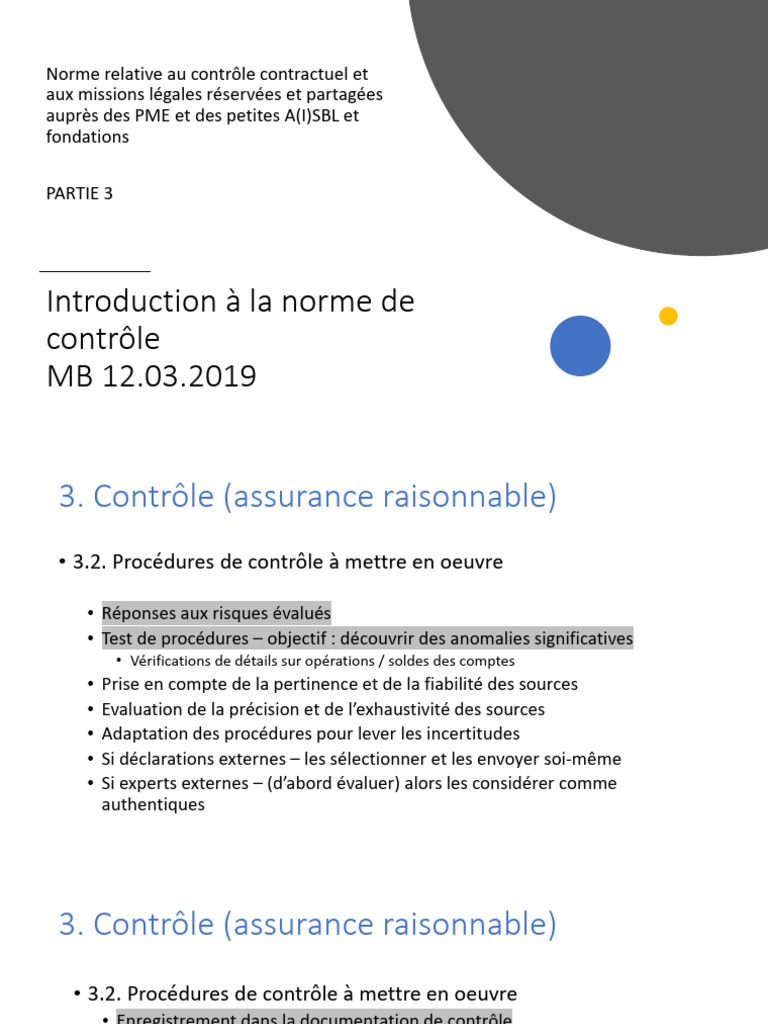 Norme de contrôle pour PME et ASBL | PDF | Assurance | Comptabilité