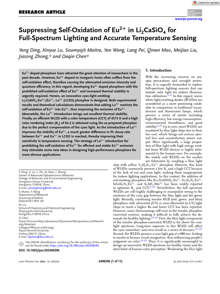 Laser Photonics Reviews - 2024 - Ding - Suppressing Self Oxidation of ...