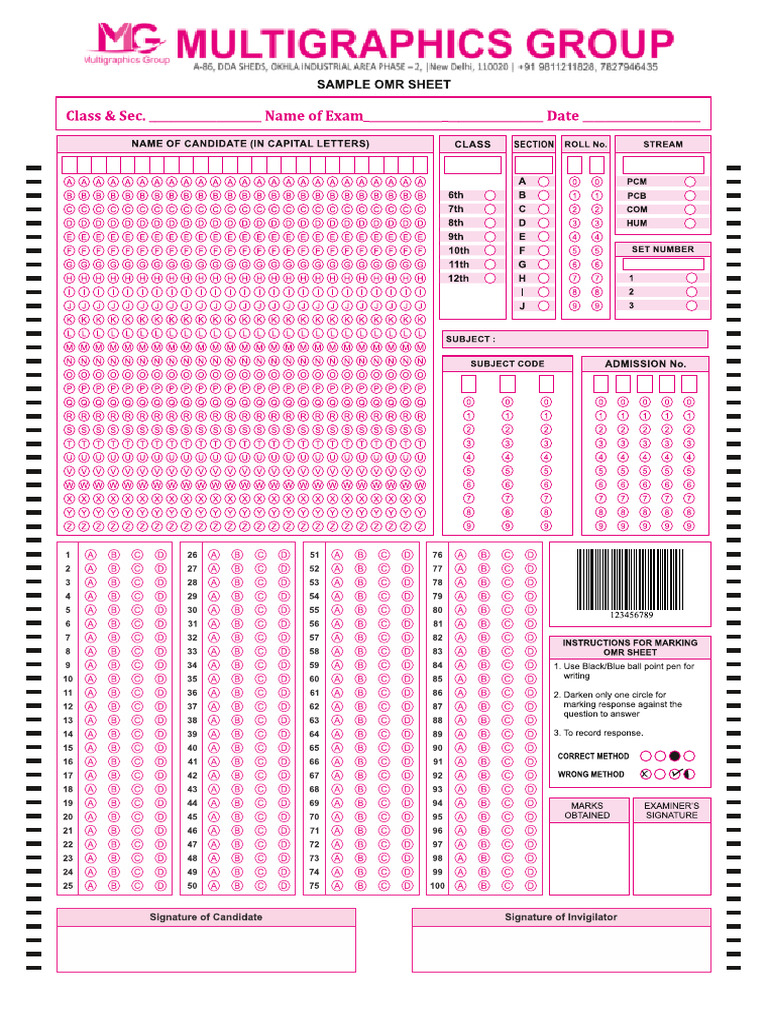 100 Questions Omr | PDF