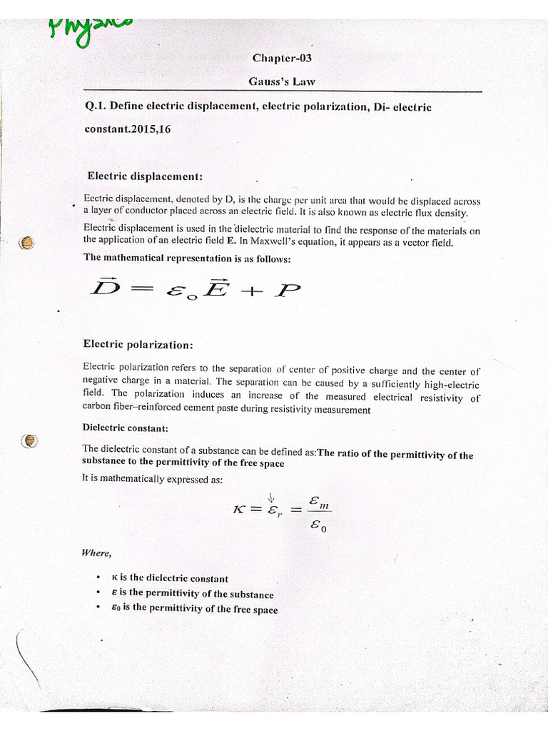 Gauss's Law (Chapter-03) | PDF