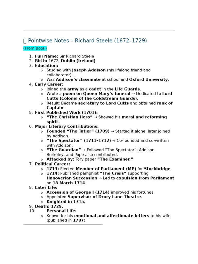 The Spectator Club by Richard Steele | PDF