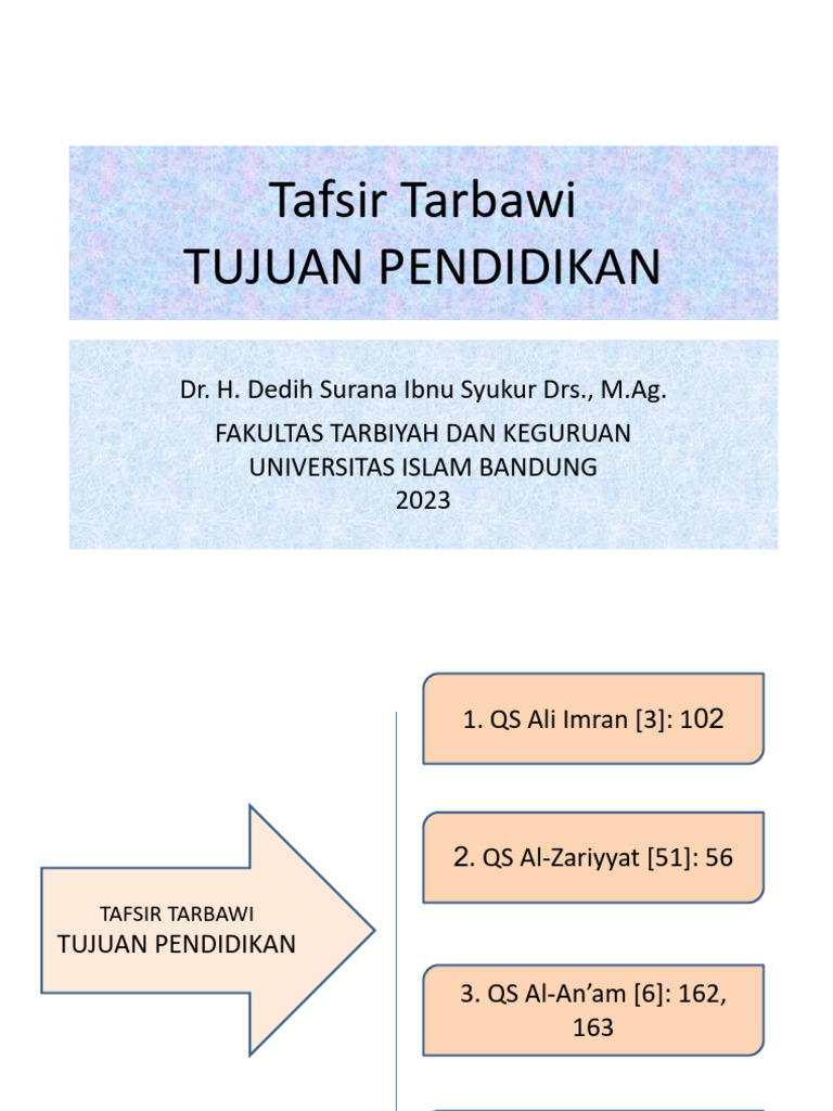 5. Tafsir Tarbawi Tujuan Pendidikan | PDF