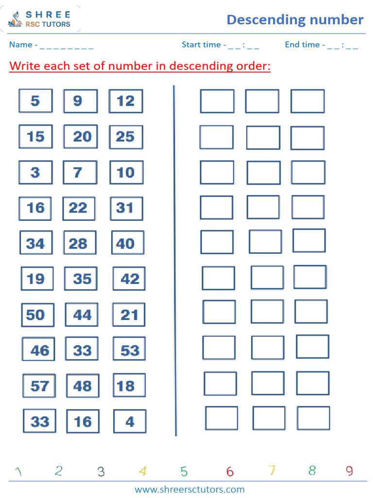 Arrange 4 Numbers in Descending Order (3) | PDF