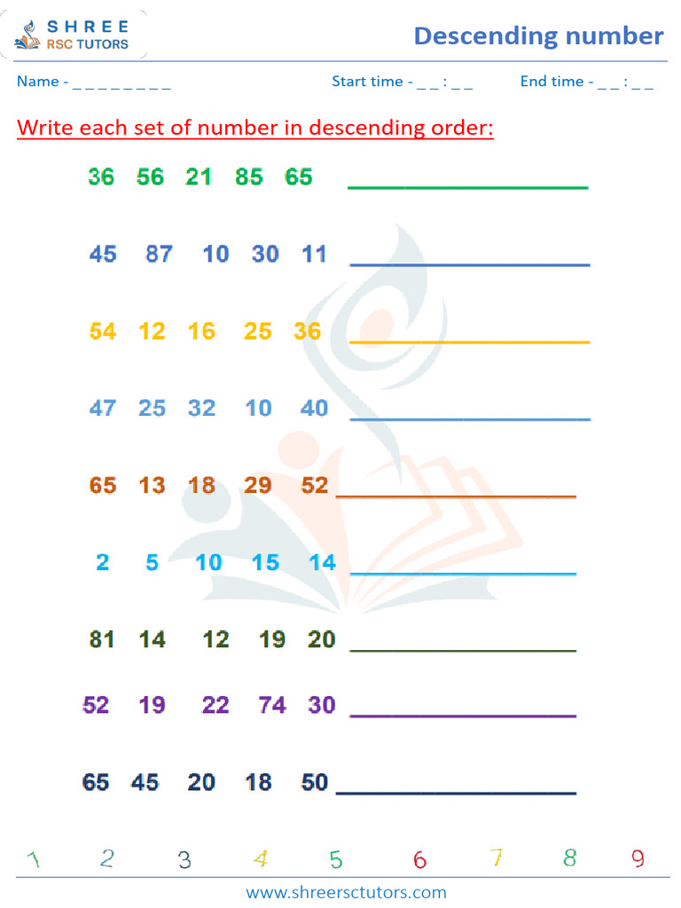 Arrange 4 Numbers in Descending Order | PDF