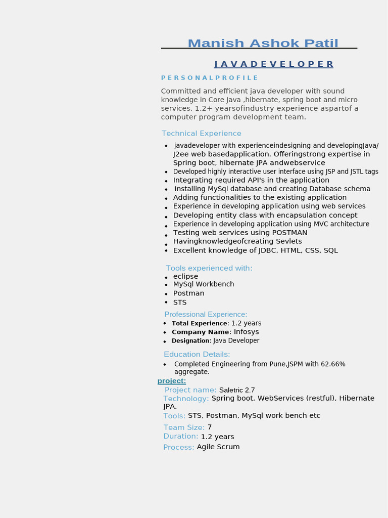 Manish Resume 1 | PDF | Databases | Web Service