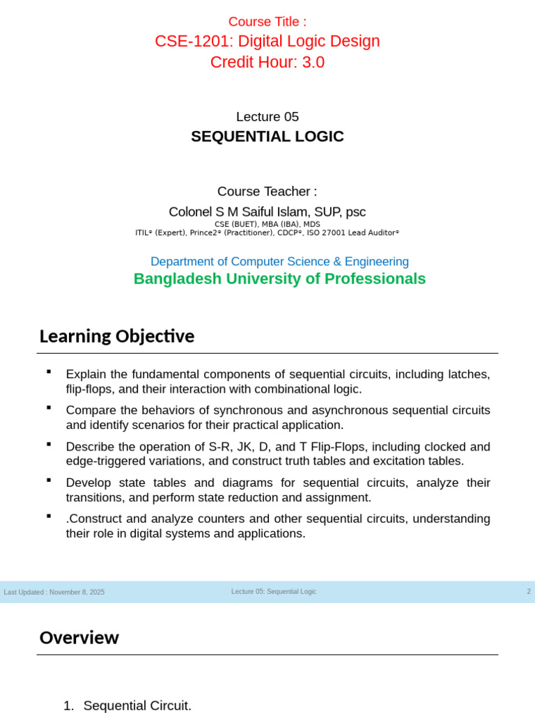 5.digital Logic Design (Topic 11-16 Sequential Circuit) | PDF | Electronics | Electronic Design