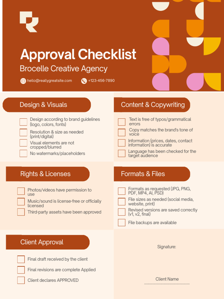 Orange Beige Simple Approval Checklist A4 PDF | PDF