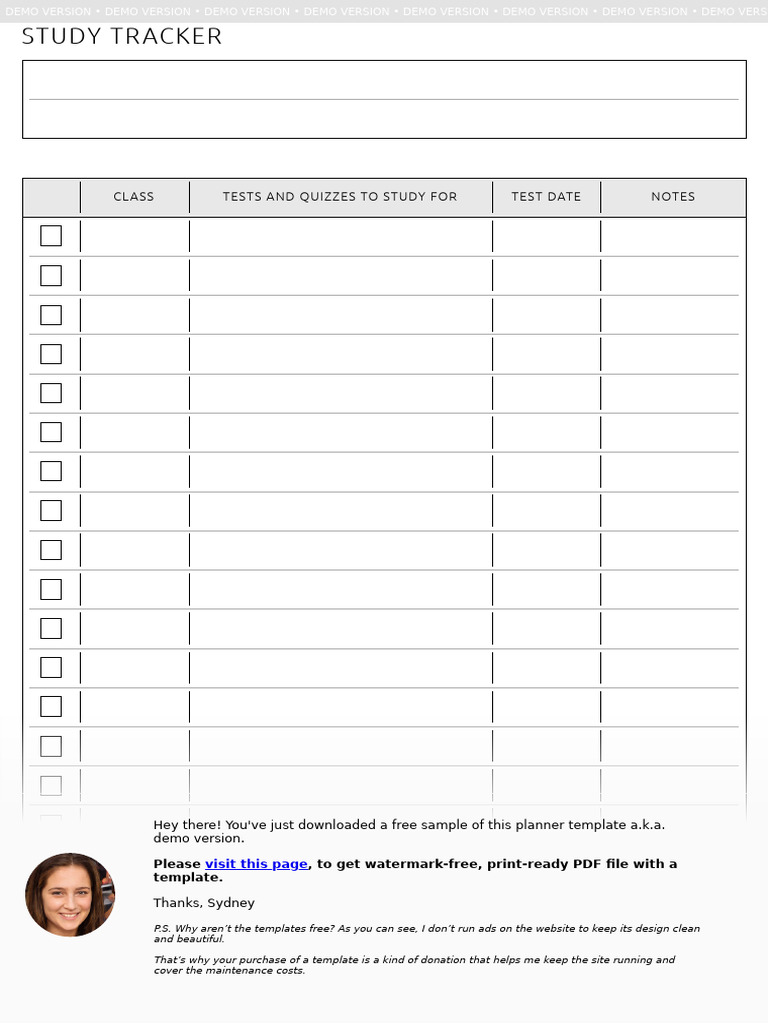 Free Study Tracker Template Download | PDF