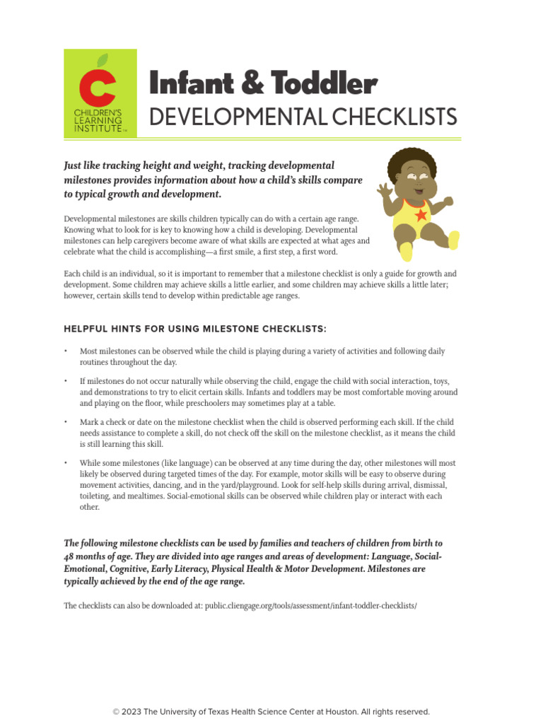 Infant-Toddler DevelopmentalMilestones English | PDF | Child ...