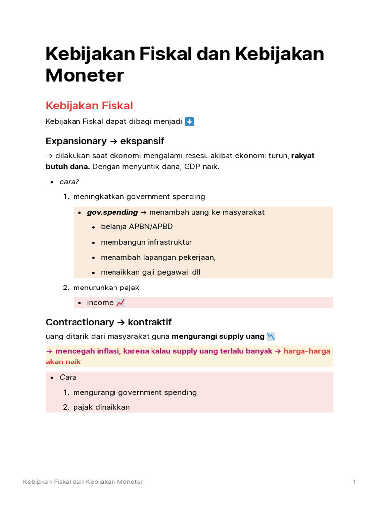 Kebijakan Fiskal Dan Kebijakan Moneter | PDF