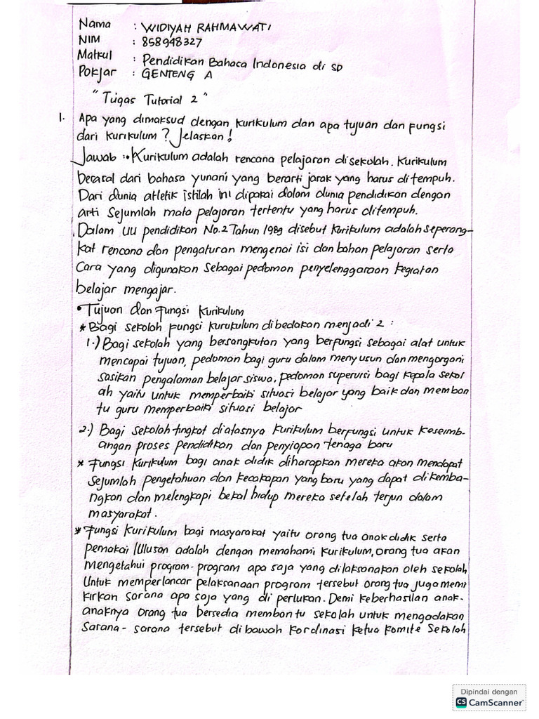 TT2_Pendidikan Bahasa Indonesia Di SD_WIDIYAH RAHMAWATI | PDF