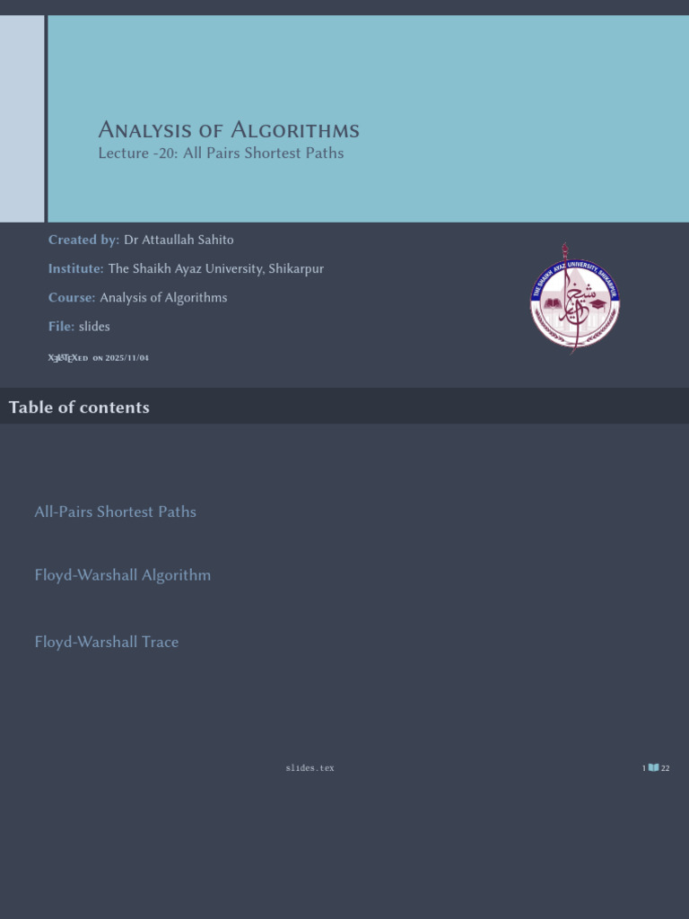 Floyd-Warshall Algorithm Overview | PDF | Algorithms And Data ...