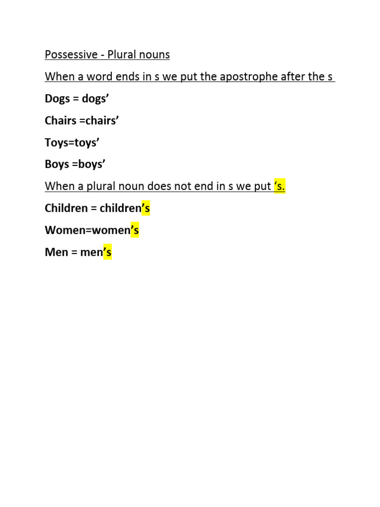 Understanding Possessive Plural Nouns | PDF