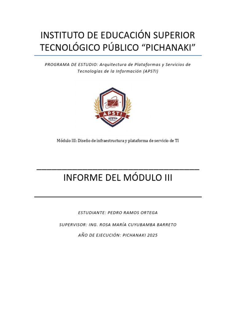 Estructura_Informe_Modulo3_APSTI_Pichanaki | PDF | Software | Ingeniería de software