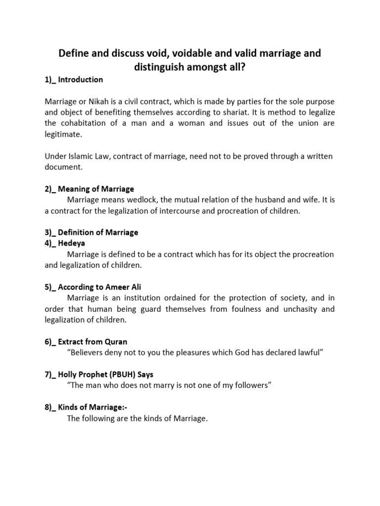 Understanding Valid, Void, and Voidable Marriages | PDF | Marriage | Sharia