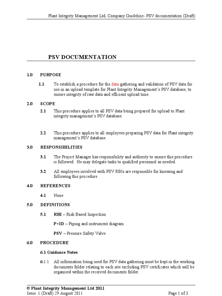 PSV Guidance Notes | PDF | Databases | Valve