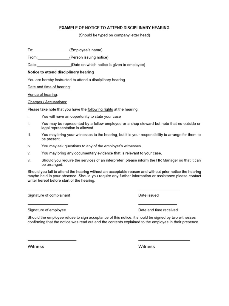 Notice To Attend A Hearing | PDF