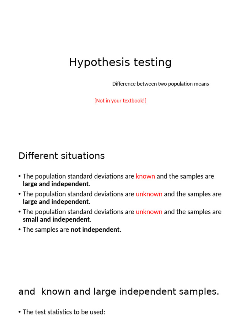Hypothesis Testing for Population Means | PDF