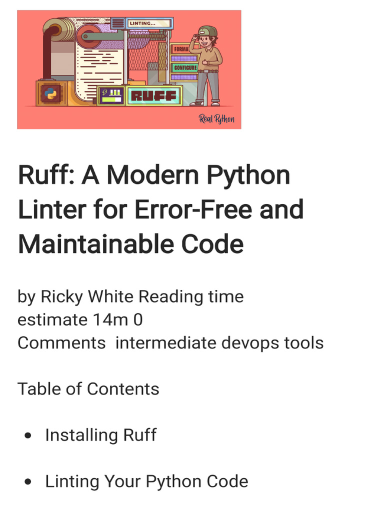 Ruff A Modern Python Linter For Error-Free and Ma - 251108 - 205304 | PDF