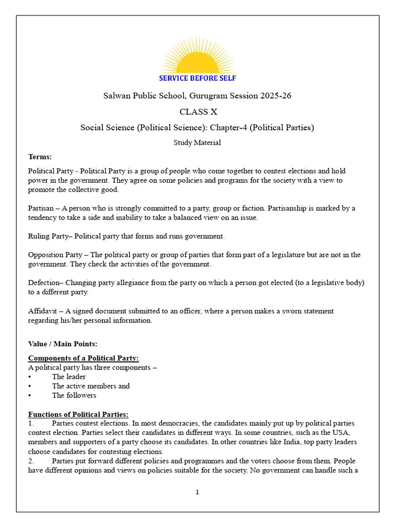 Political Parties - Study Material | PDF | Political Parties | Elections