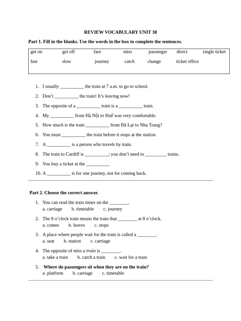 Review Vocabulary Unit 30 | PDF