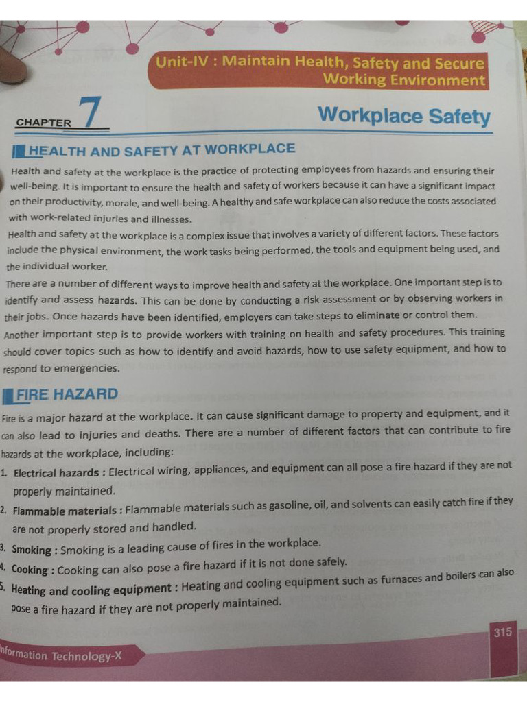 Chapter - Maintain Health, Safety and Secure Working Environment | PDF
