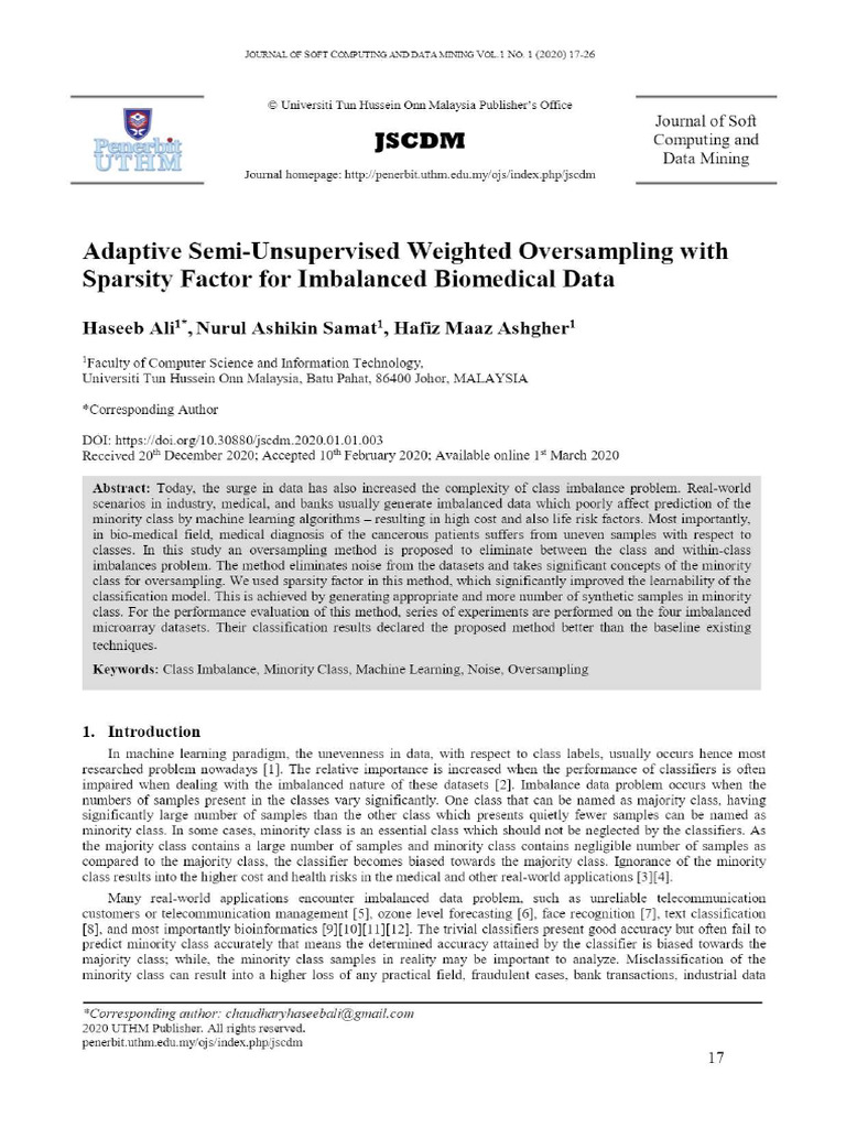 145-Adaptive Semi-Unsupervised Weighted Oversampling With Sparsity Factor for Imbalanced ...
