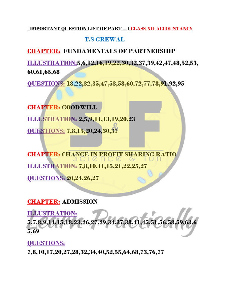 Important Question List of Part1 | PDF