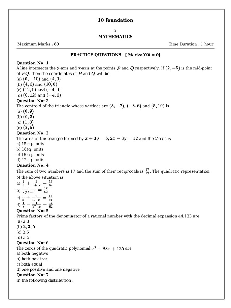 Mathematics Practice Questions Guide | PDF | Circle | Area