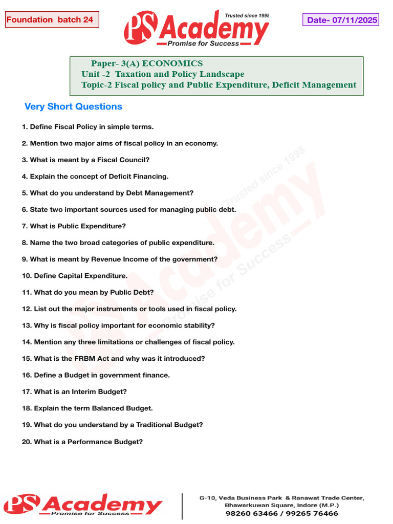 Fiscal Policy and Public Expenditure Guide | PDF | Government Budget ...