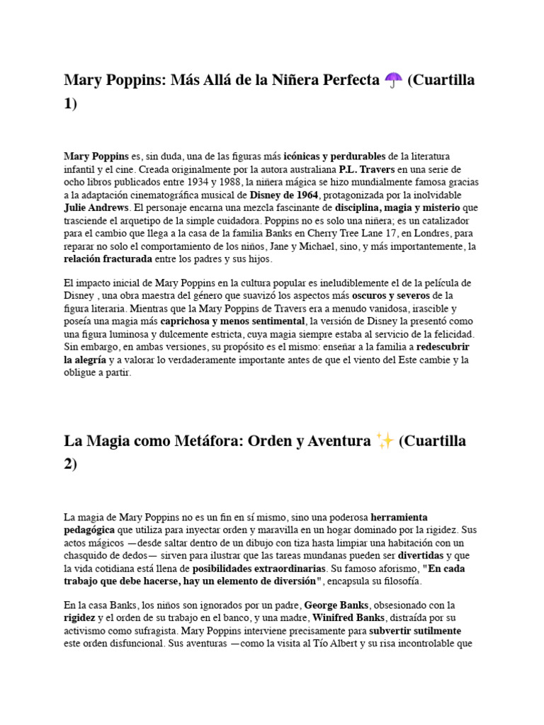 Mary Poppins: Magia y Transformación | PDF