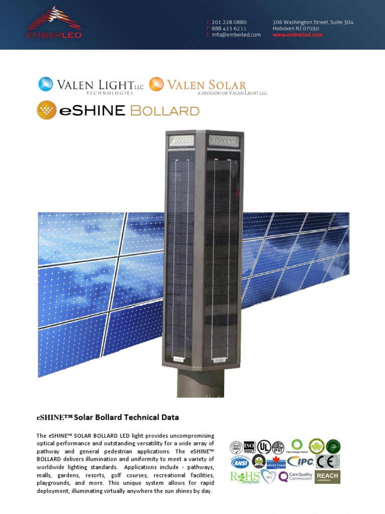 Ember Led - Eshine Solar Led Bollard Light | PDF | Light Emitting Diode ...