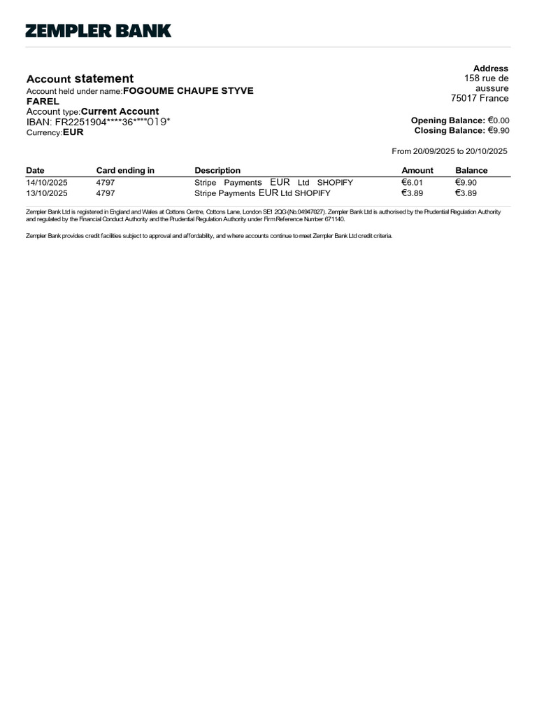 Current Account Statement Summary | PDF