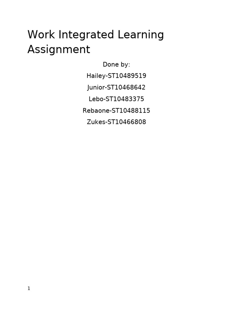 Work Integrated Learning Assignment | PDF | Wearable Technology ...