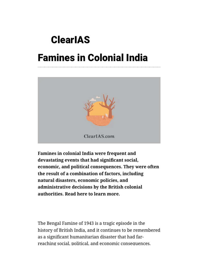 Famines in Colonial India: Causes & Impact | PDF | Famine | Hunger