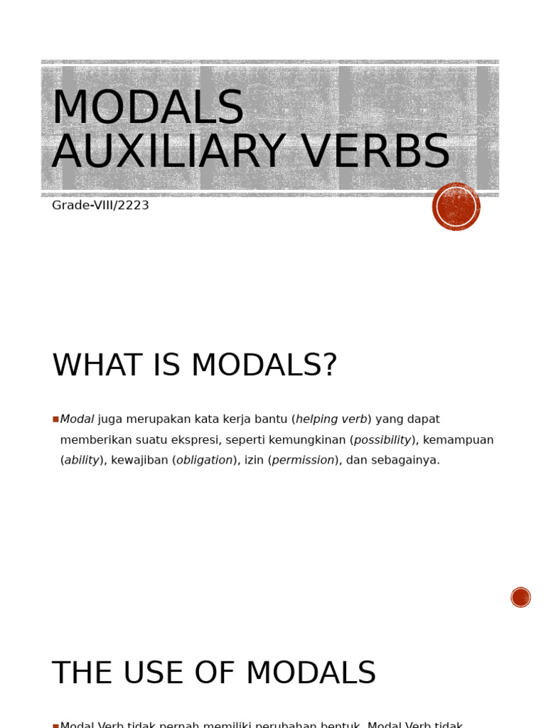 Materi Pts 1 MODALS Auxiliary Verbs | PDF
