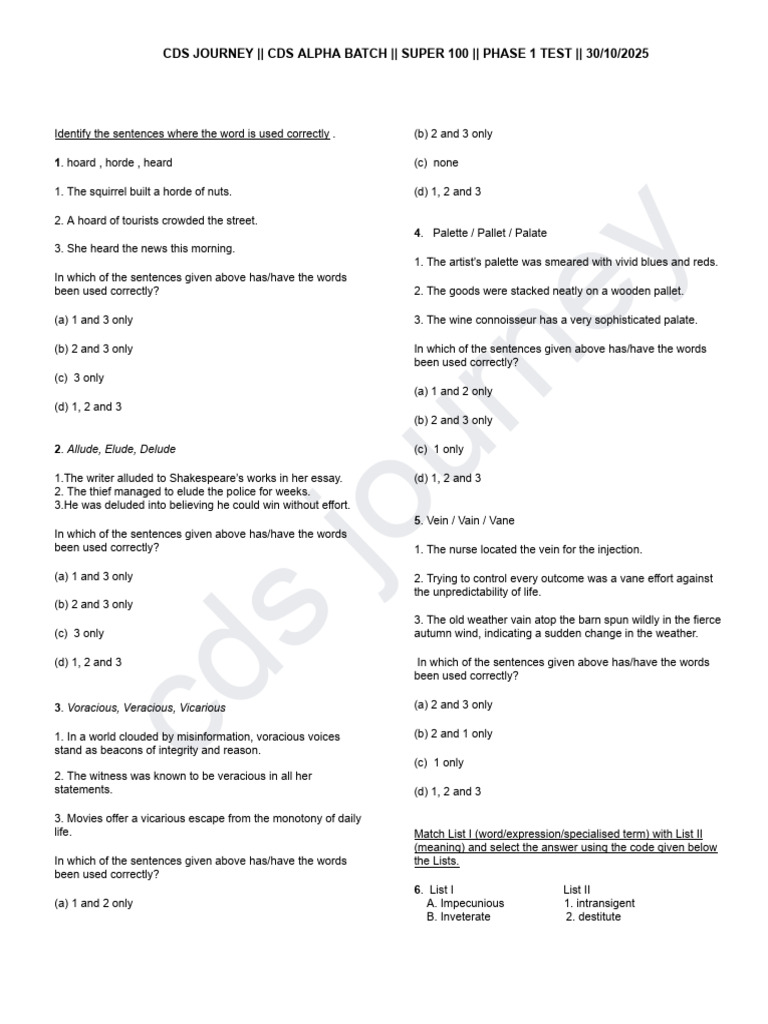 Alpha Batch Phase 1 Question Paper | PDF | Verb | Adjective