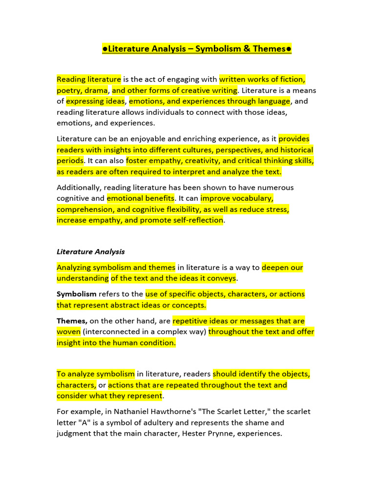 Literature Analysis - Symbolisms & Themes | PDF | Great Expectations ...