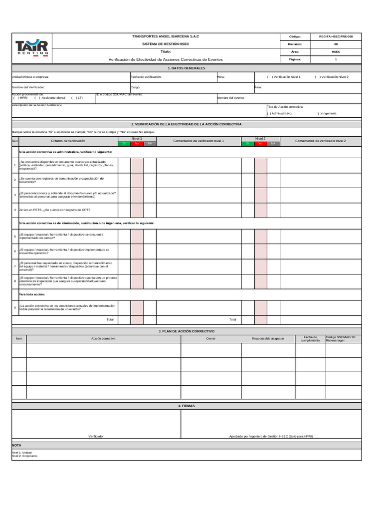 Verificación de Efectividad de Acciones Correctivas - VAE | PDF | Informática