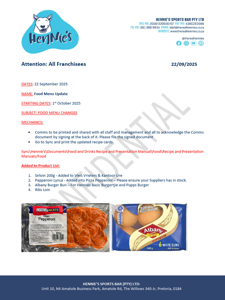 Hennie's Sports Bar Menu Update 2025 | PDF