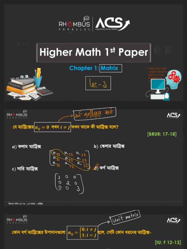 Matrix Lecture Sheet | PDF