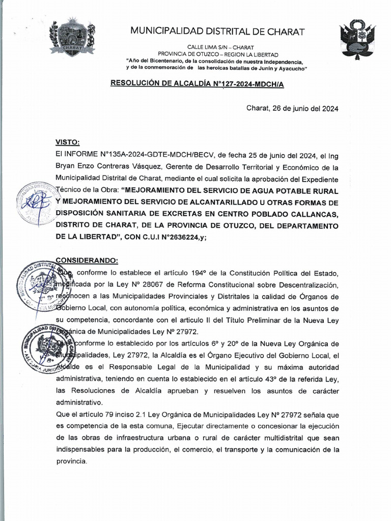 Resolucion de Alcadia Callanca | PDF