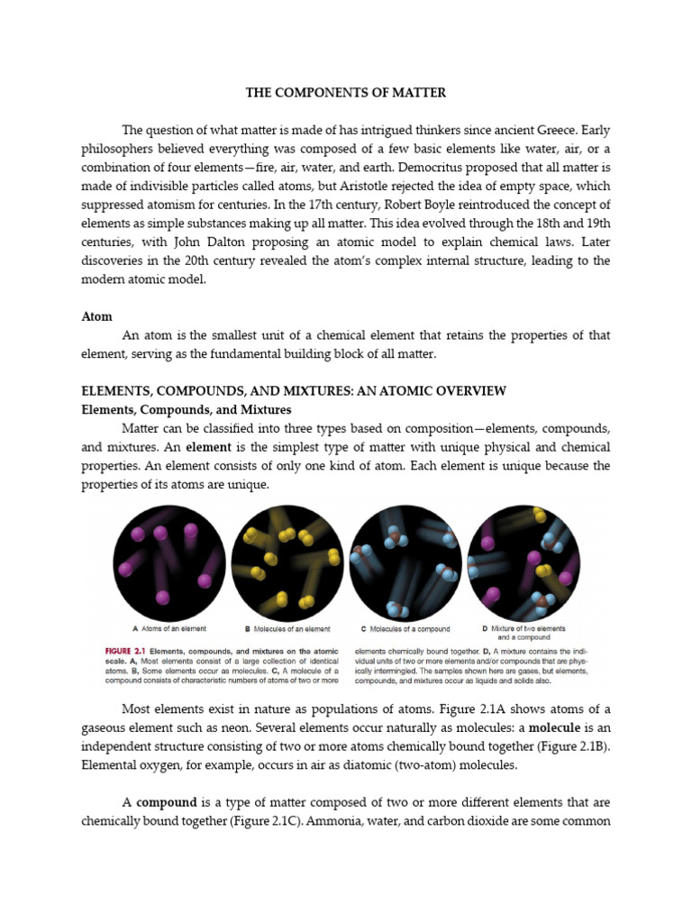 Understanding Matter: Atoms, Elements, Compounds | PDF | Chemical ...