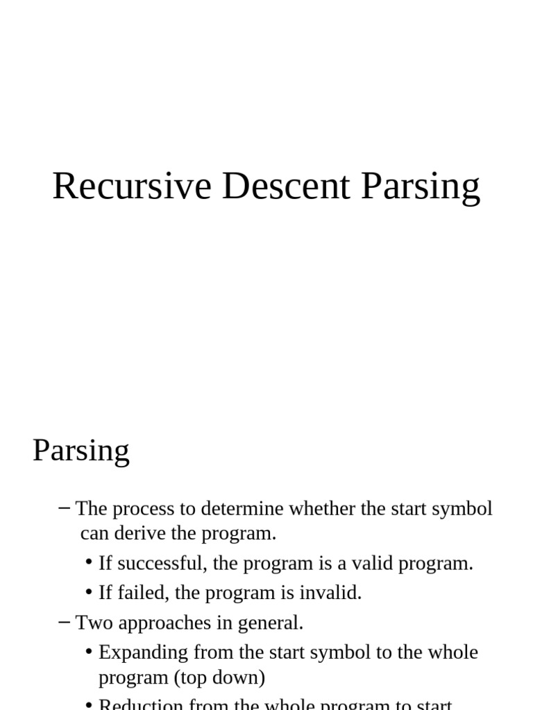 Recursive Descent Parsing | PDF