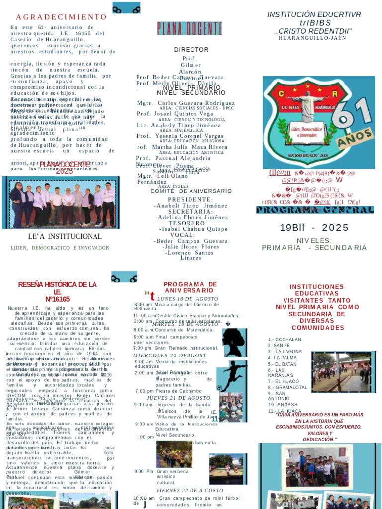 Aniversario I.E. 16165: Celebración y Reconocimientos | PDF