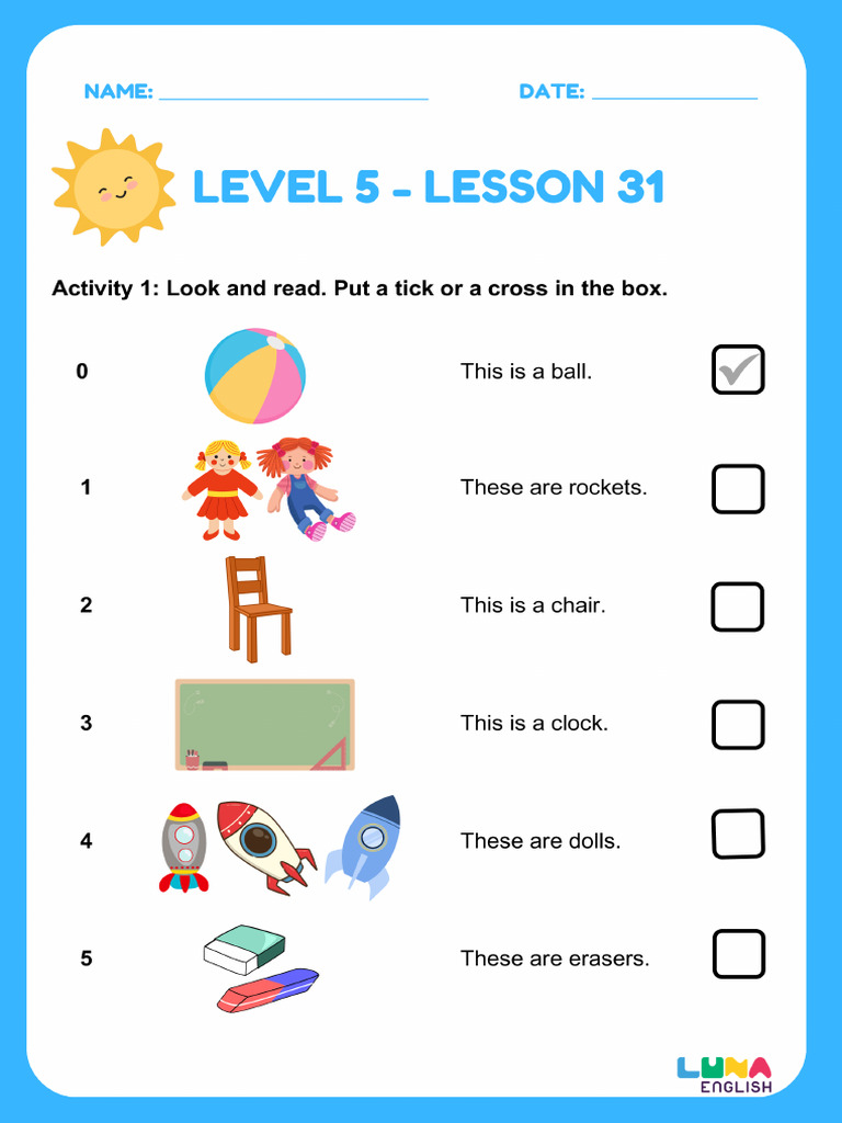 Level 5 Worksheet - Lessons 31 & 32 | PDF