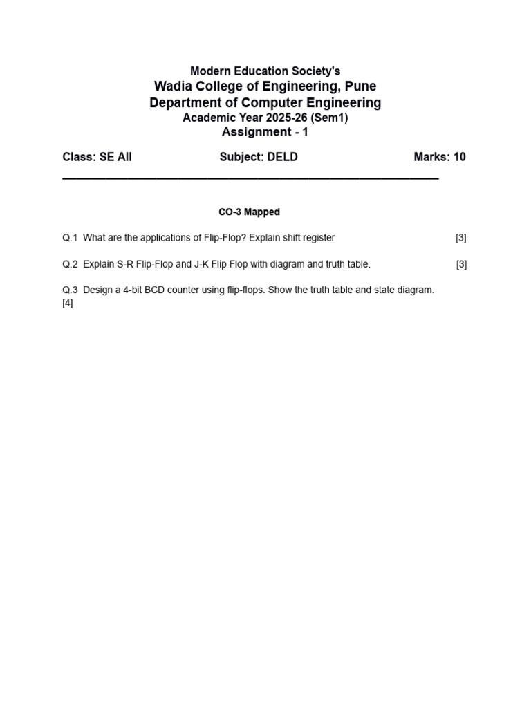 SE-3 DELD Assignments 2025-26 | PDF